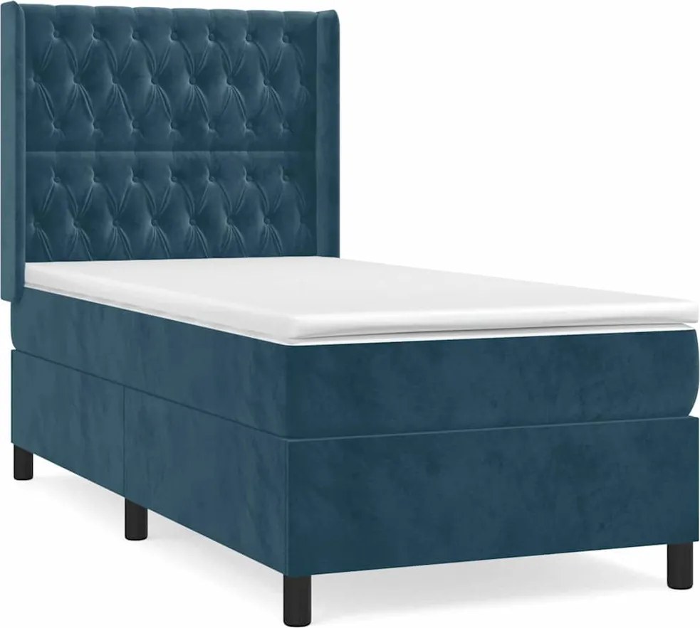 Box spring postel s matrací tmavě modrá 80 x 200 cm samet 3132829