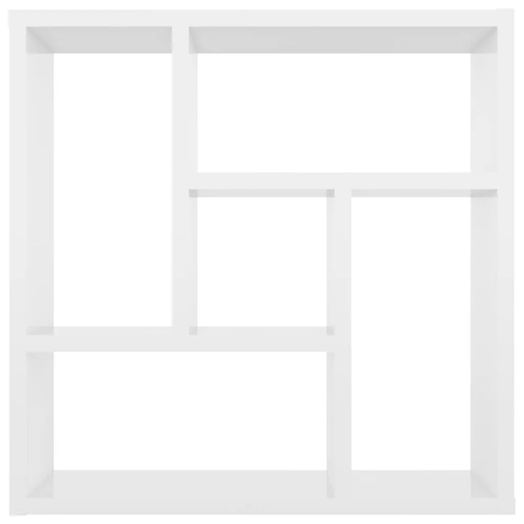 Nástěnná police bílá vysoký lesk 45,1x16x45,1 cm dřevotříska - Default Title