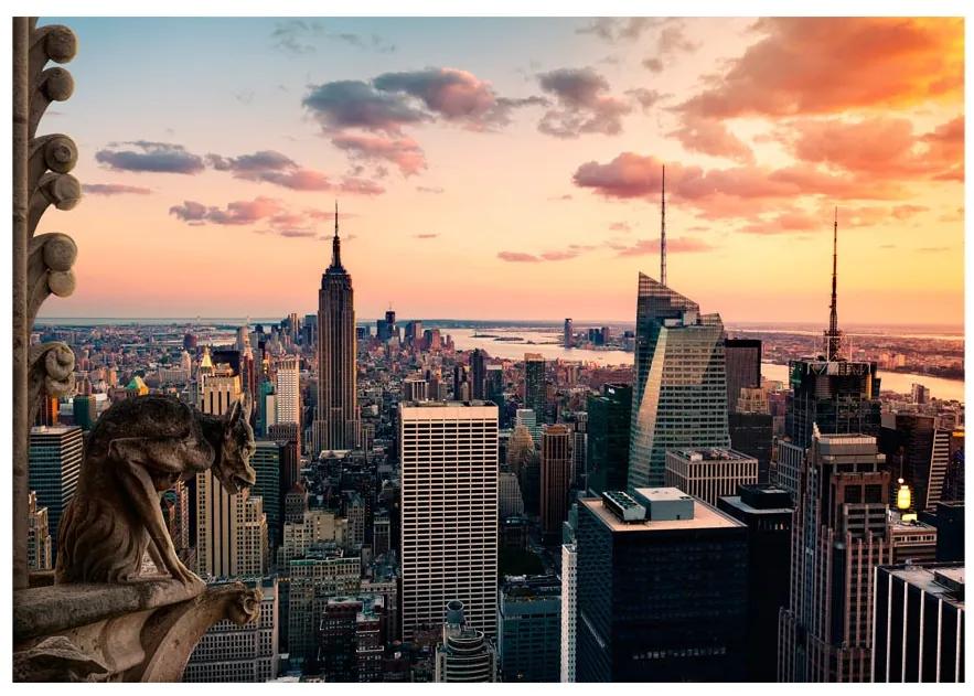 Fototapeta - New York: The skyscrapers and sunset