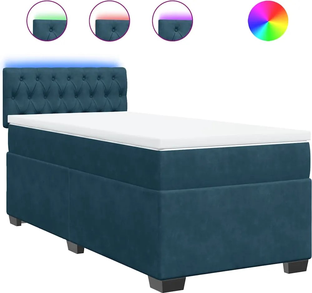 Box spring postel s matrací modrá 90 x 190 cm samet 3288496