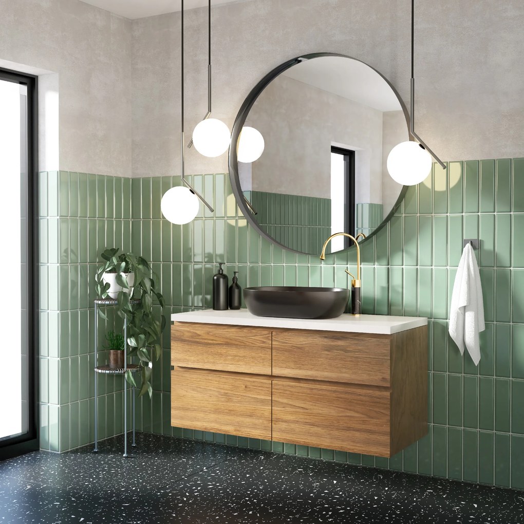 Invena Gabro, vysoká umyvadlová baterie, zlatá-černá matná, INV-BU-33-W17-V