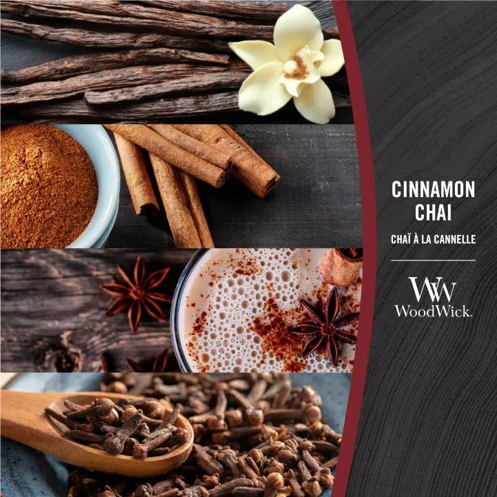 WoodWick – svíčka Cinnamon Chai (Skořice a vanilka) Velikost: velká 609 g