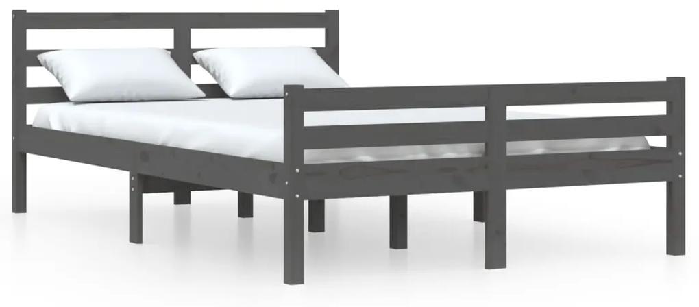 814791 vidaXL Rám postele šedý masivní borovice 120 x 190 cm Small Double