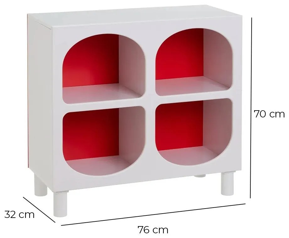 Červeno-bílá knihovna 76x70 cm – Casa Selección