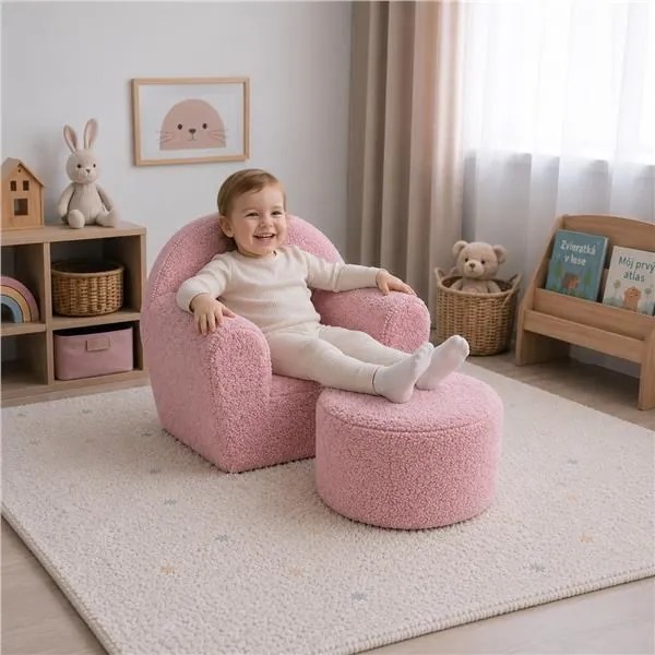 Dětská taburetka New Baby Teddy pink