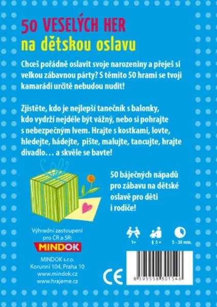 MINDOK HRA 50 Veselých her na dětskou oslavu *SPOLEČENSKÉ HRY* mn154