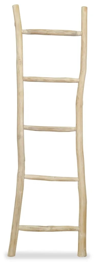 244568 vidaXL Věšák na ručníky s 5 příčlemi, přírodní teak, 45x150 cm