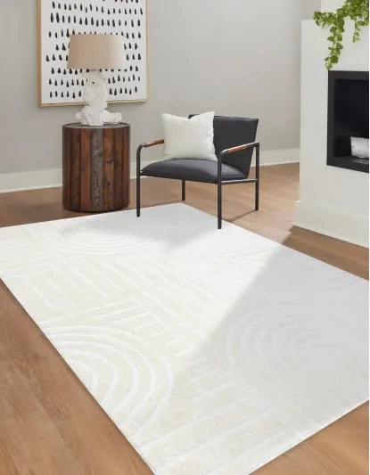 Dywany Łuszczów, Kusový koberec Mode 8586 geometric cream, 180x270, bílá, chodba / předsíň