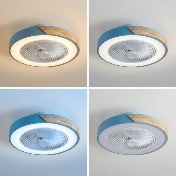 Brilagi - LED Stmív. svítidlo s ventilátorem LED/38W/230V 50 cm modrá/dub + DO