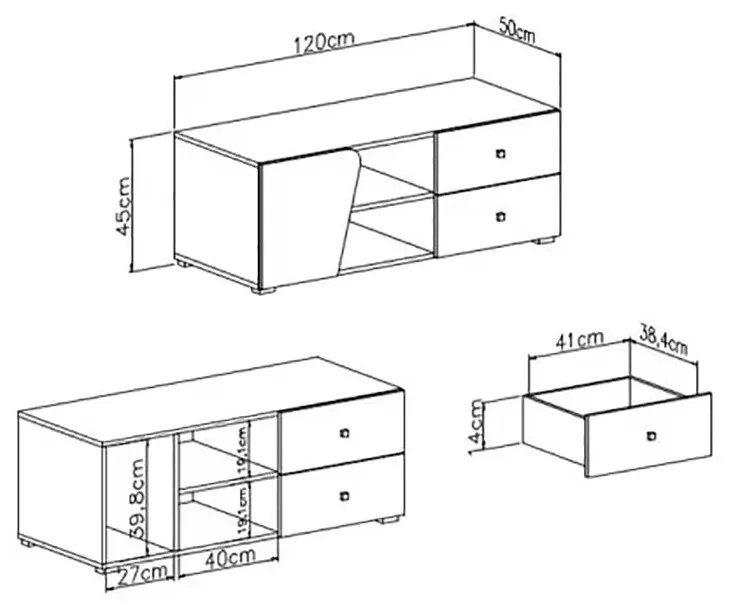 DELTA | TV stolek DL8 | 120 cm | dub/antracit