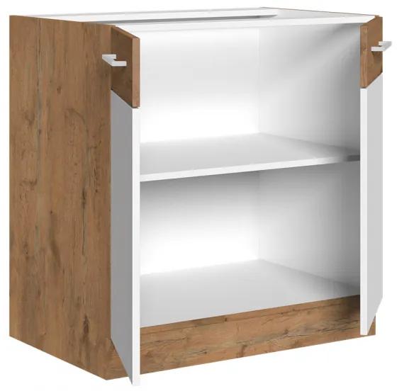 Spodní kuchyňská skříňka Woodline 80 D 2F BB, Barva: Dub lancelot / bíly lesk