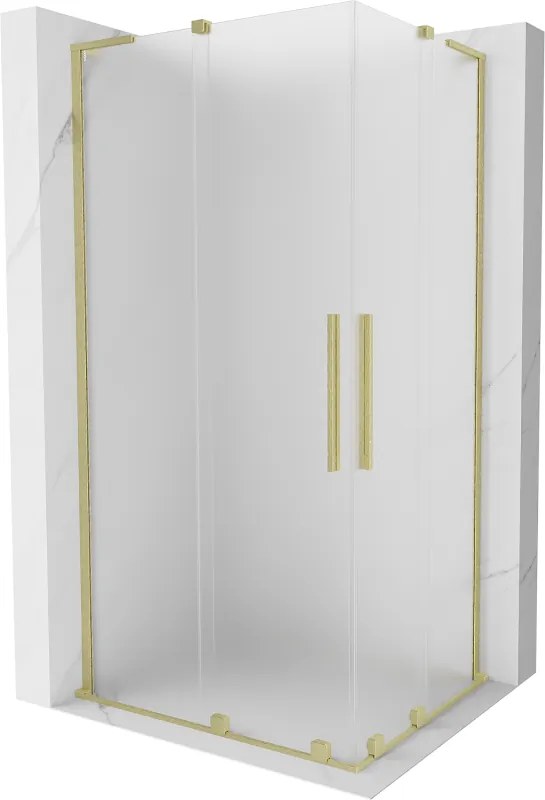 Mexen Velar L Duo, sprchový kout s posuvnými dveřmi 90 x 80 cm, 8mm sklo námraza, zlatá matná, 871-090-080-02-33-55