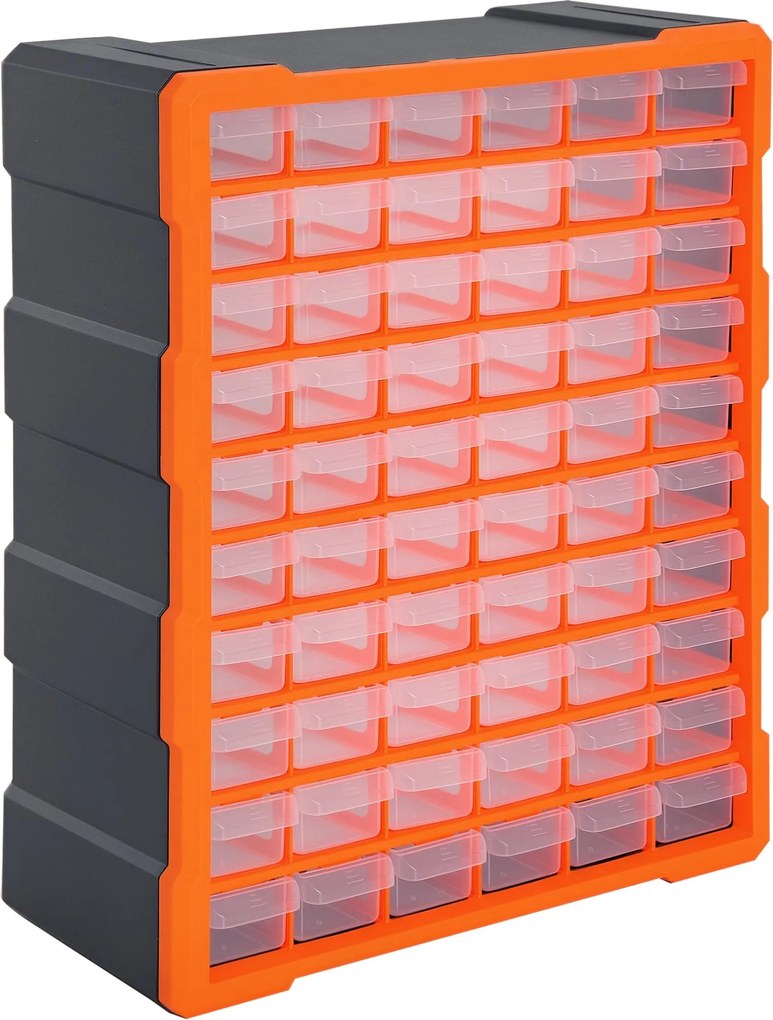 DURHAND Organizér na malé díly s 60 přihrádkami, oranžový, 38 x 16 x 47,5 cm | Aosom