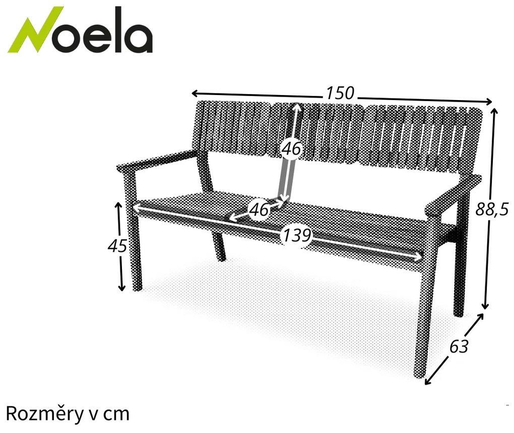Noela Zahradní dřevěná lavička LUCY pro 3 osoby