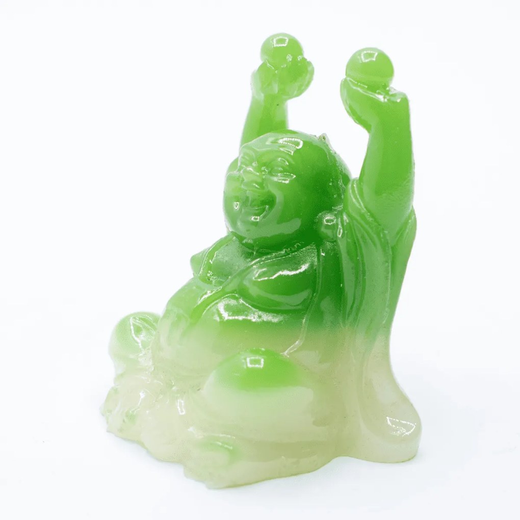 Milujeme Kameny Smějící se Buddha hojnosti - soška Feng shui - zelená Z1