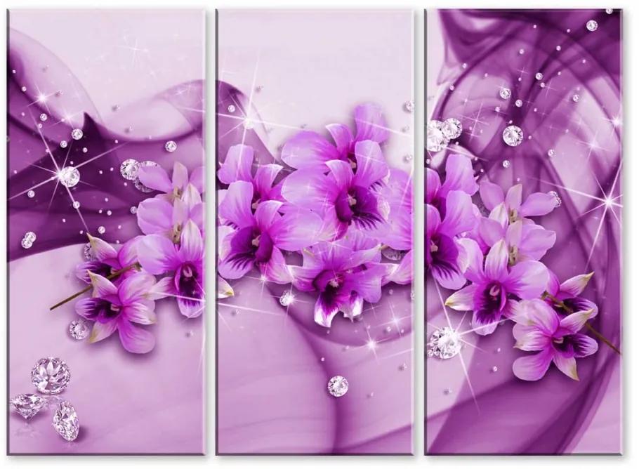 Malvis ® Vícedílný obraz Fialové květiny Velikost: 90x70 cm