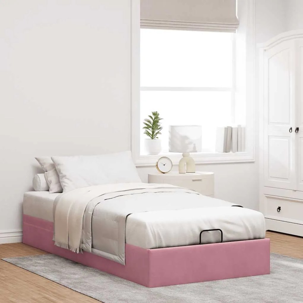 Osmanský rám postele bez matrace růžová 80x200 cm samet 3310930