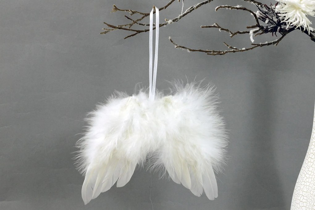 Andělská křídla z peří AK6108-WH, barva bílá