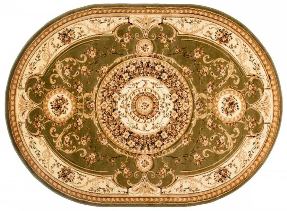 Kusový koberec klasický vzor 3 zelený ovál 70x140cm