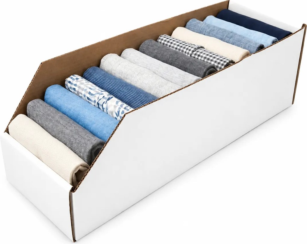 KARTON PAK Úložné boxy na oblečení, organizéry do skříně BÍLÝ KARTON 15 x 54 cm