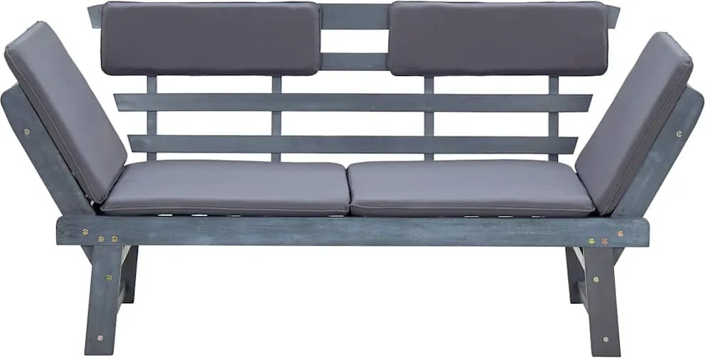 Zahradní lavice s poduškami 2 v 1 šedá 190 cm masivní akácie 312119