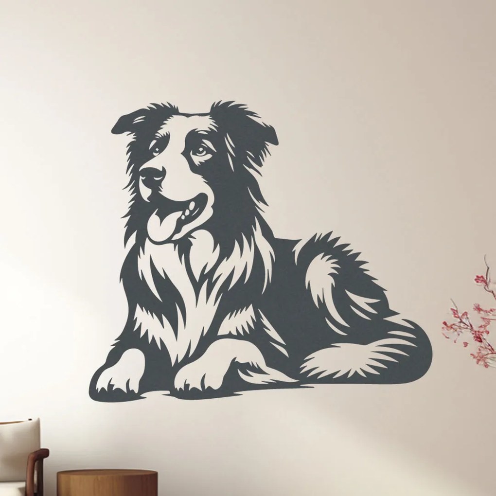 dřevo života Dřevěná dekorace psa BORDER COLLIE Zvolte rozměr (cm): 60x51, Zvolte barvu dekoru: Černá