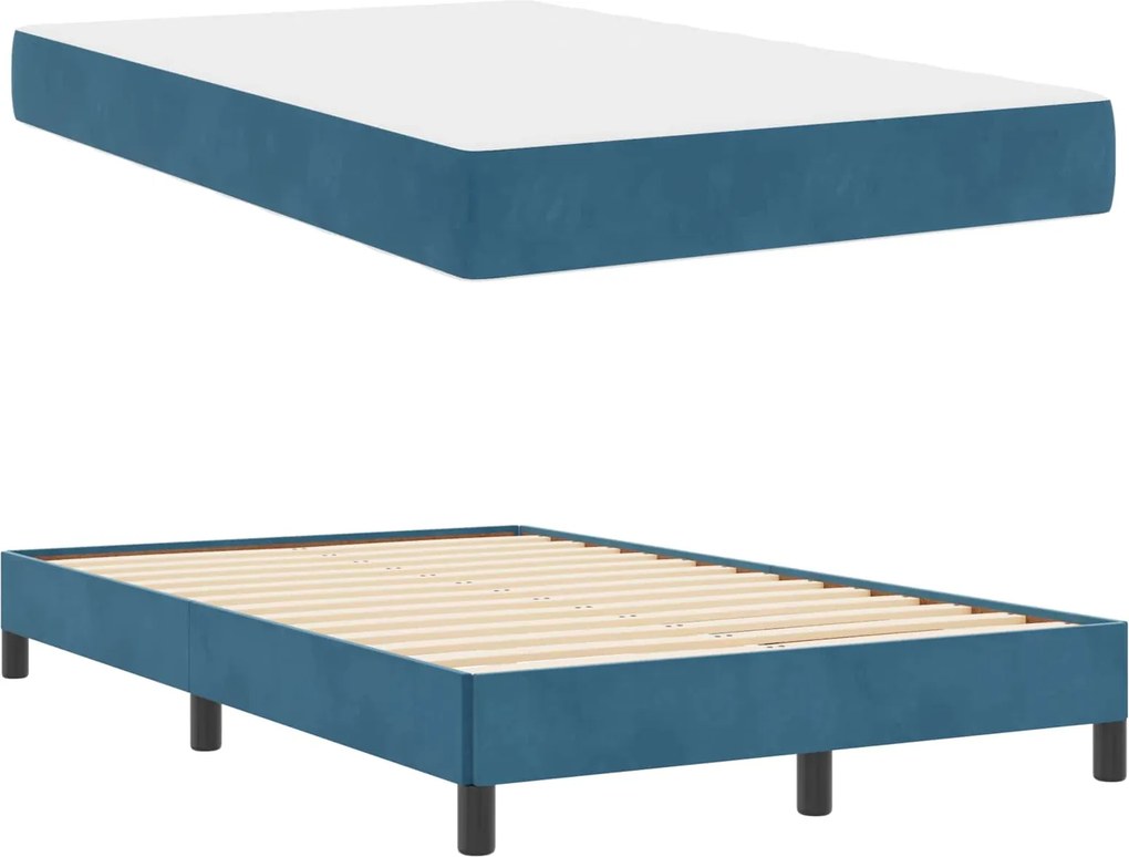 Postel s boxspringem s matrací Tmavě modrá 120 x 190 cm textil 3398681