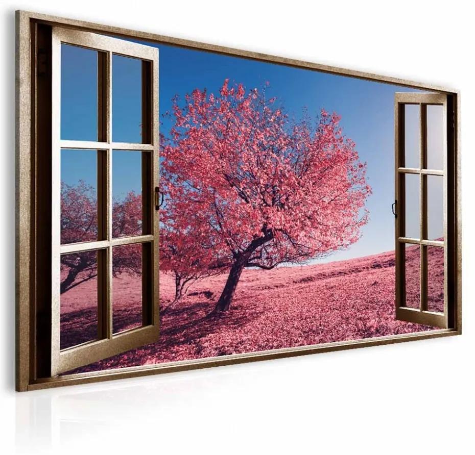 Malvis Malvis Obraz okno růžový strom  30x20 cm