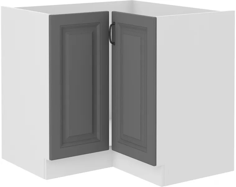 Kuchyňská skříňka Stilo 90x90 DN 1F BB korpus bílá, dvířka šedá DUST