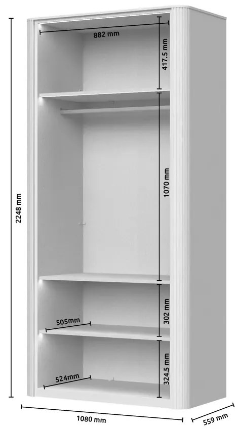 Skříň s osvětlením RONDO - P2R/RO - Cashmere lak mat