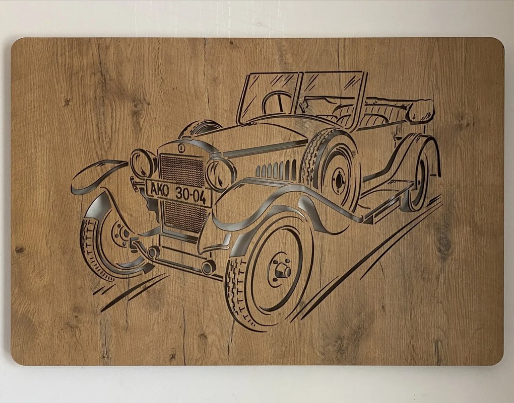 Li-Go "Veterán" světelný obraz s baterií 90x62cm varianta: ovládání na obraze bez dálkového ovladače, provedení: dub