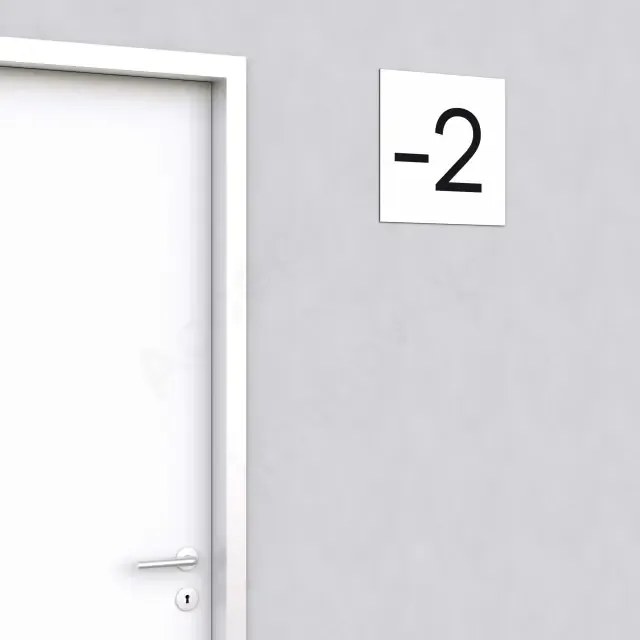 ACCEPT Označení podlaží - číslo "-2" - stříbrná tabulka - černý popis