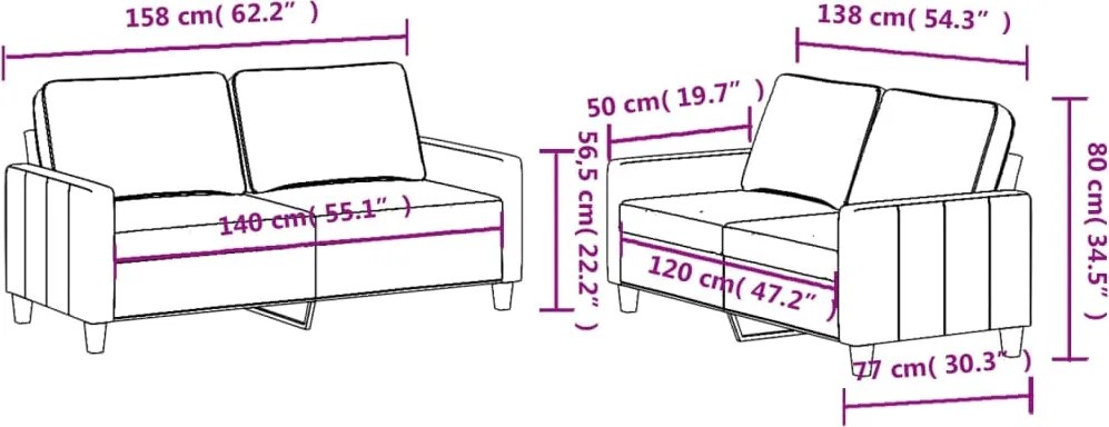 2dílná sedací souprava s poduškami hnědá textil 3201447