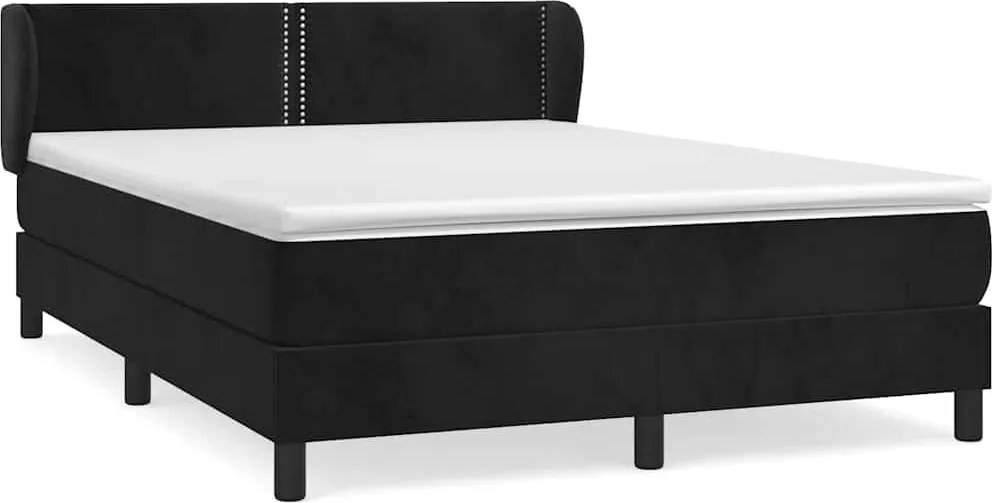 Box spring postel s matrací černá 140 x 190 cm samet 3127429