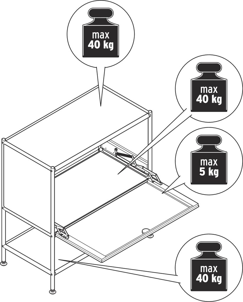 Tchibo - Odkládací skříňka CN3 s 1 výklopnými dvířky - barva: šedá