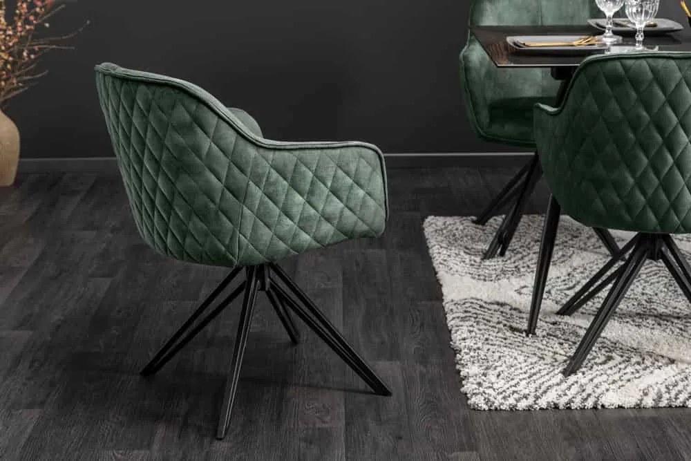 Designová židle Natasha tmavě zelený samet