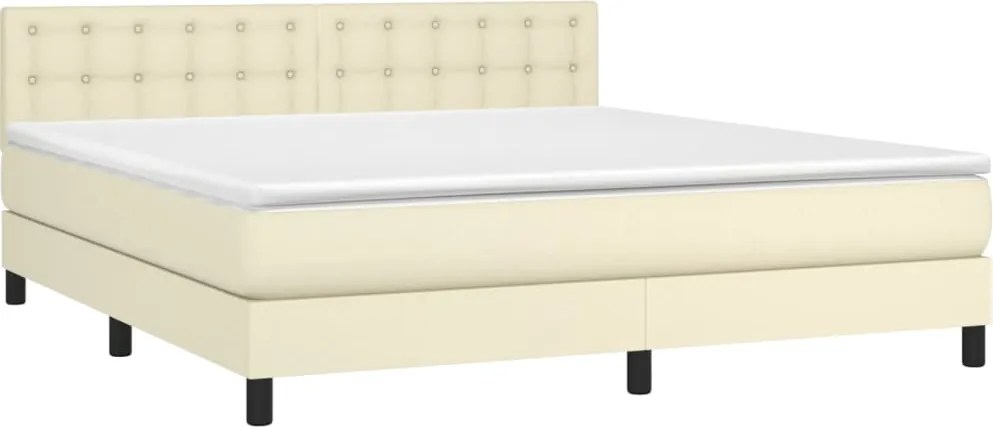Box spring postel s matrací krémová 160x200 cm umělá kůže 3141133
