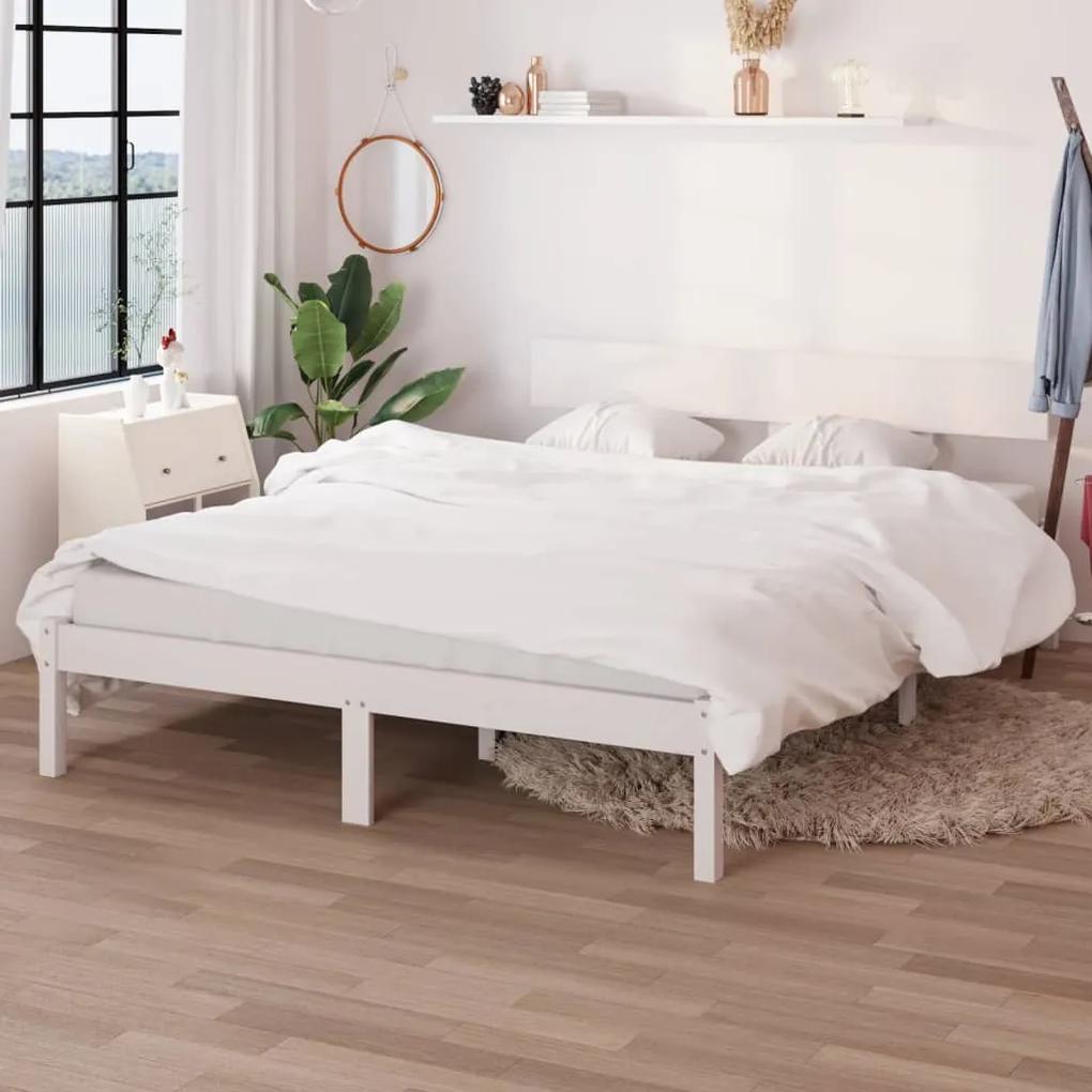 Rám postele bílý masivní borovice 150 x 200 cm King Size - Default Title