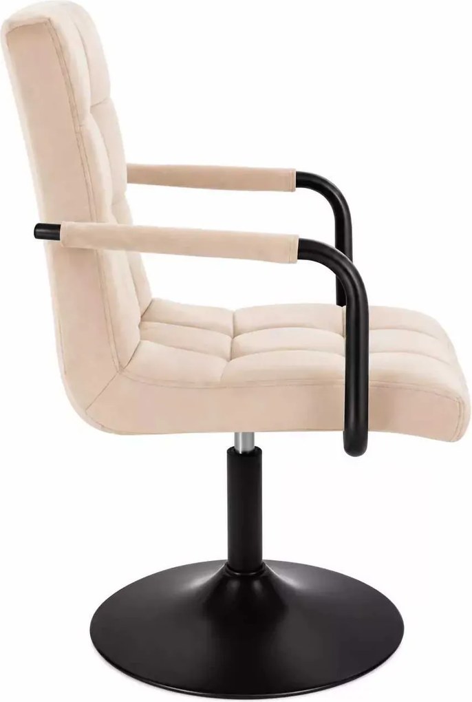 LuxuryForm DESIGN Otočná židle VERONA BLACK VELUR na černém talíři - krémová