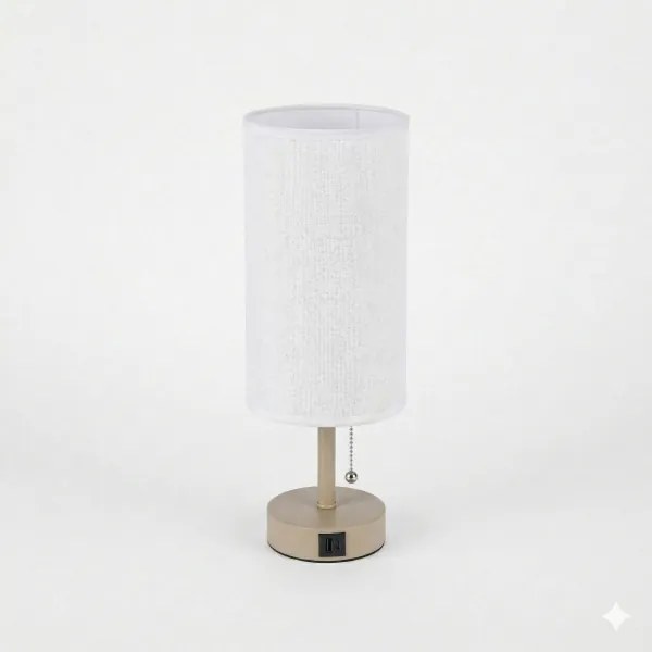 Brilagi - Stolní lampa s USB portem TABLON 1xE27/25W/230V béžová/bílá