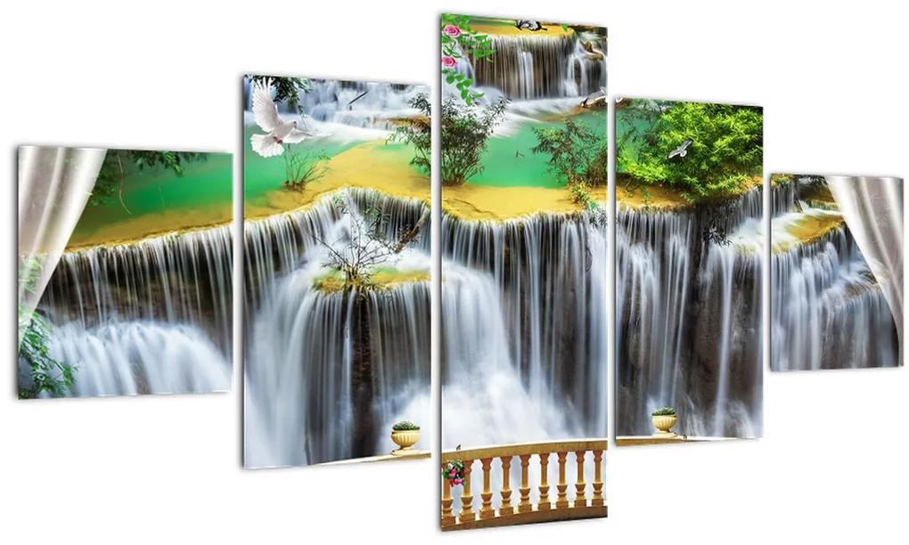 Obraz - Výhled na kouzelné vodopády (125x70 cm)