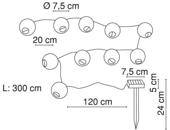 Globo 33971 - LED Solární řetěz 10xLED/0,06W/1,2V IP44