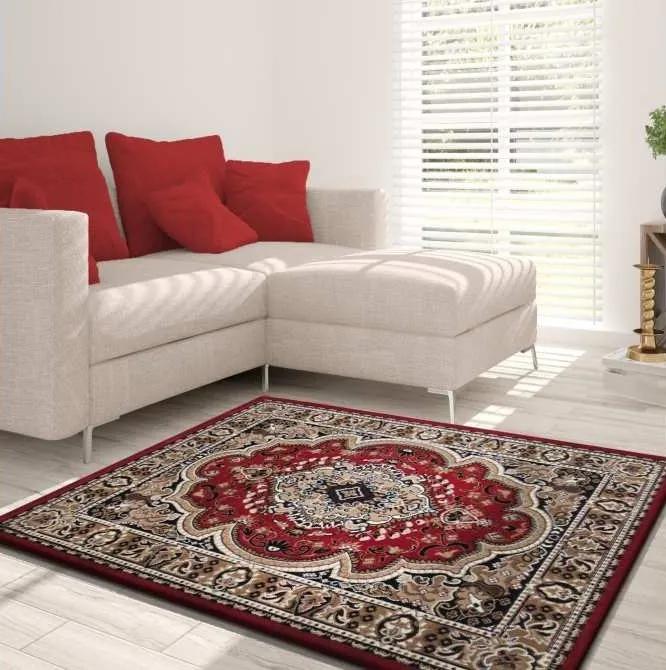 Koberec červené barvy s perským vzorem Šířka: 150 cm | Délka: 210 cm