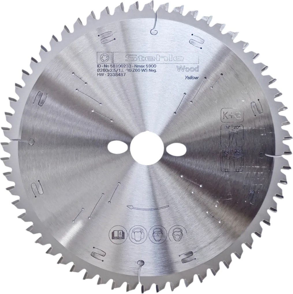 Stehle | Pilový kotouč na dřevo pro příčné řezy ø 260/30 mm Z60 WZ/ATB -5° Neg