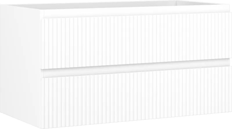 Mexen Rivel, koupelnová skříňka 90 cm, 2 zásuvky, drážkovaná, bílá matná, 91A20-09047-2-BFF01
