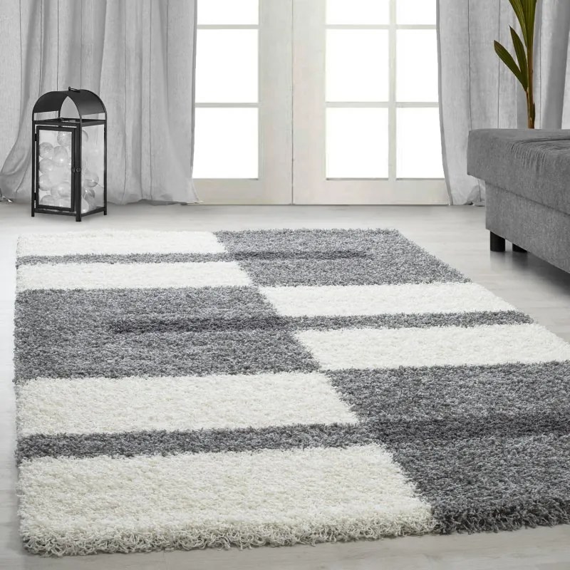 Ayyildiz Kusový koberec Shaggy Gala 2505 světle šedý vysoký vlas 280x370 cm