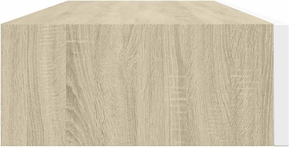 Nástěnná zásuvková police dubová a bílá 60 x 23,5 x 10 cm MDF 330263