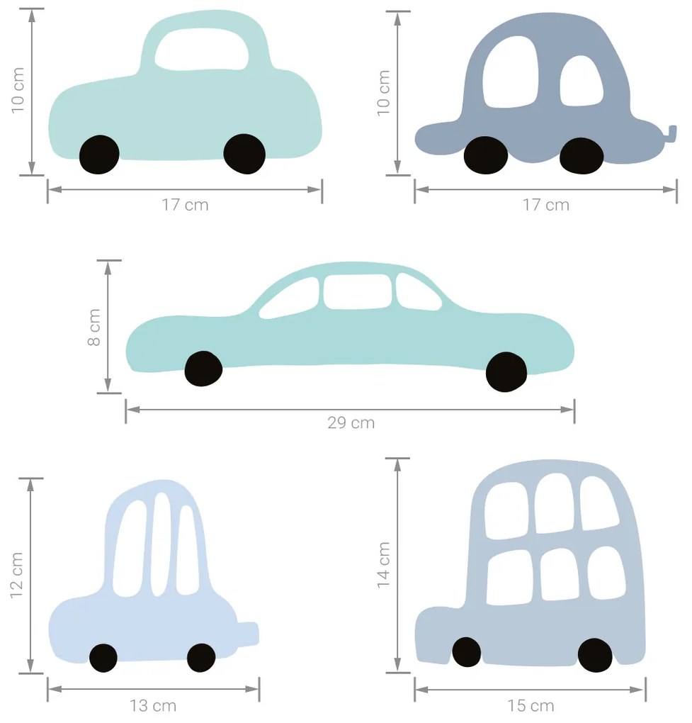 Samolepky na stěnu AUTA do dětského pokoje MODRÉ