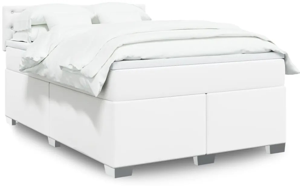 Box spring postel s matrací bílá 140 x 190 cm umělá kůže 3288421