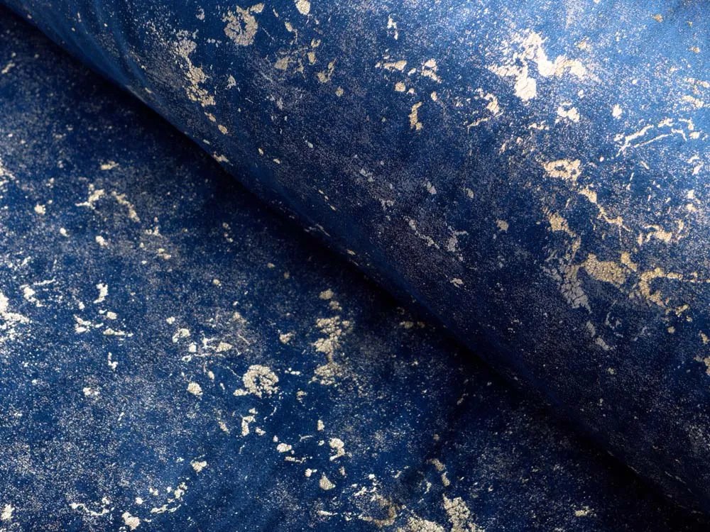 Biante Sametový čtvercový ubrus Isabela IBL-005 Gold Design královsky modrá 110x110 cm